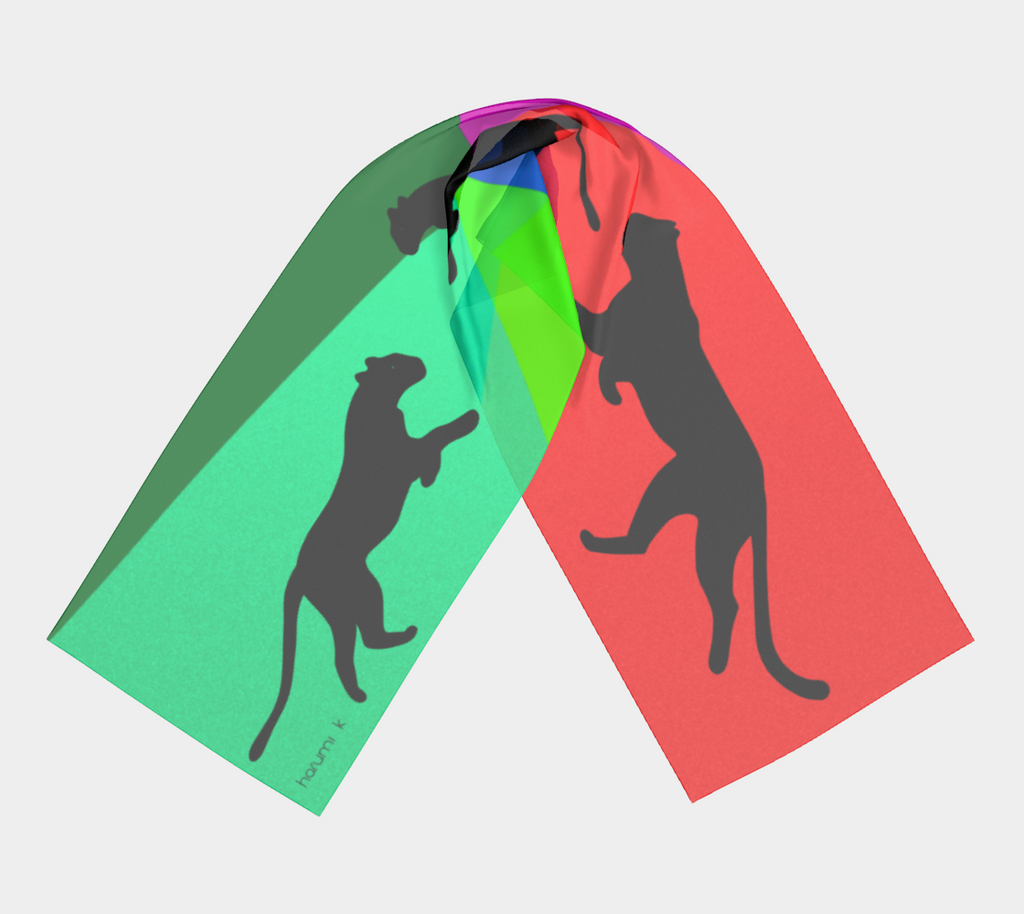 10" x 45" Rainbow Panther Silk Charmeuse Scarf – Harumi K
